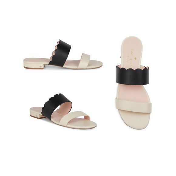 kate spade | Shoes | Kate Spade Fetty Flat Scallop Leather Sandals ...